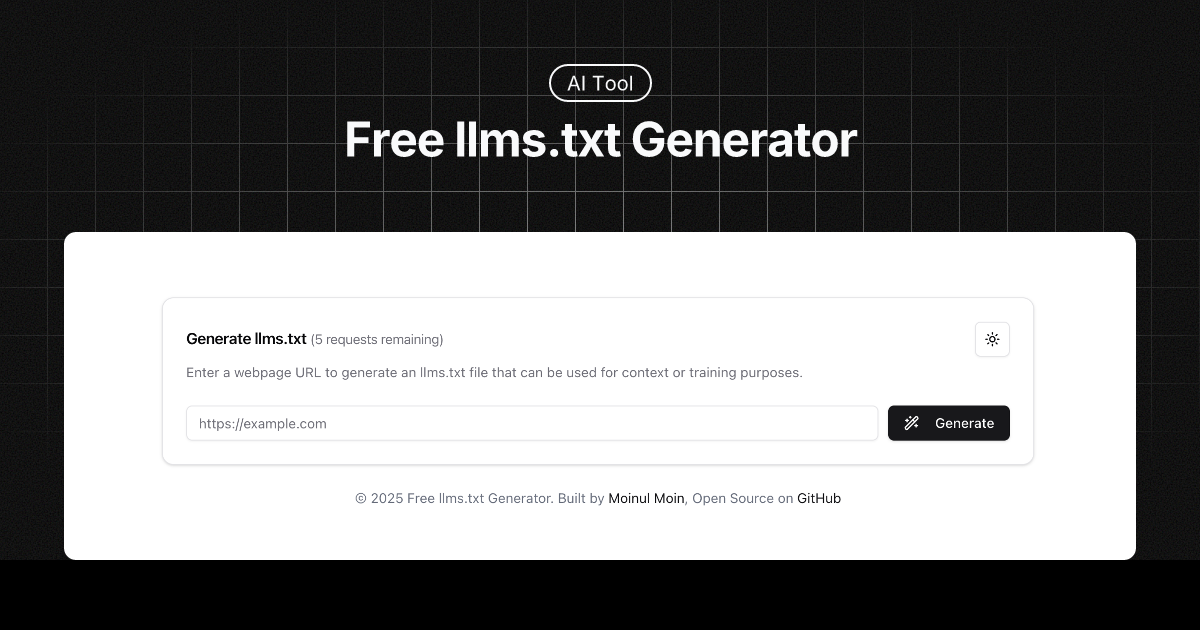 Free llms.txt Generator